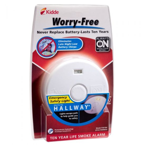 Worry-Free Hallway 10-Year Sealed Lithium Battery Operated Smoke Alarm | Shop Kidde